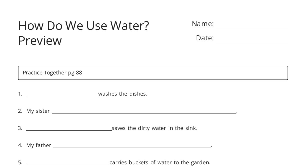 How Do We Use Water? Preview - My Worksheet Maker: Create Your Own ...