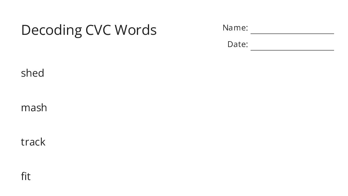 Decoding CVC Words - My Worksheet Maker: Create Your Own Worksheets