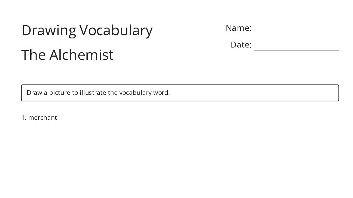 Drawing Vocabulary The Alchemist - My Worksheet Maker: Create Your Own ...