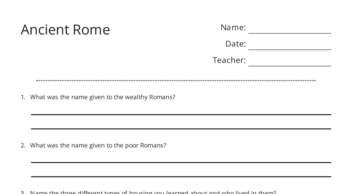 Ancient Rome - My Worksheet Maker: Create Your Own Worksheets