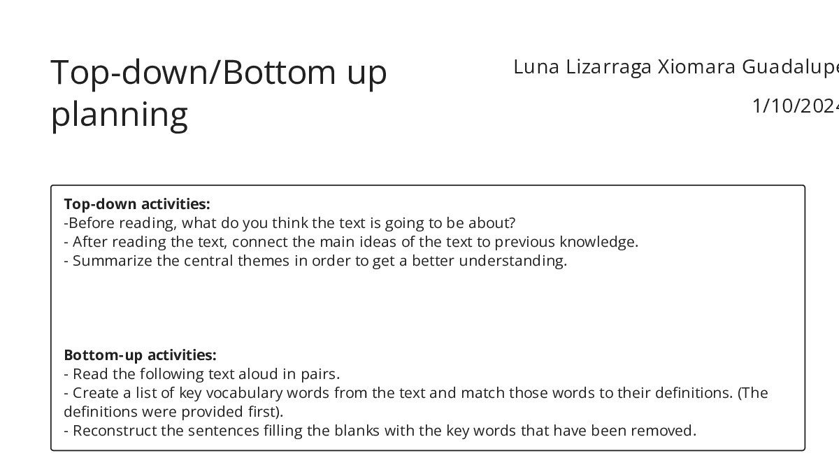 Top-down/Bottom up planning - My Worksheet Maker: Create Your Own ...