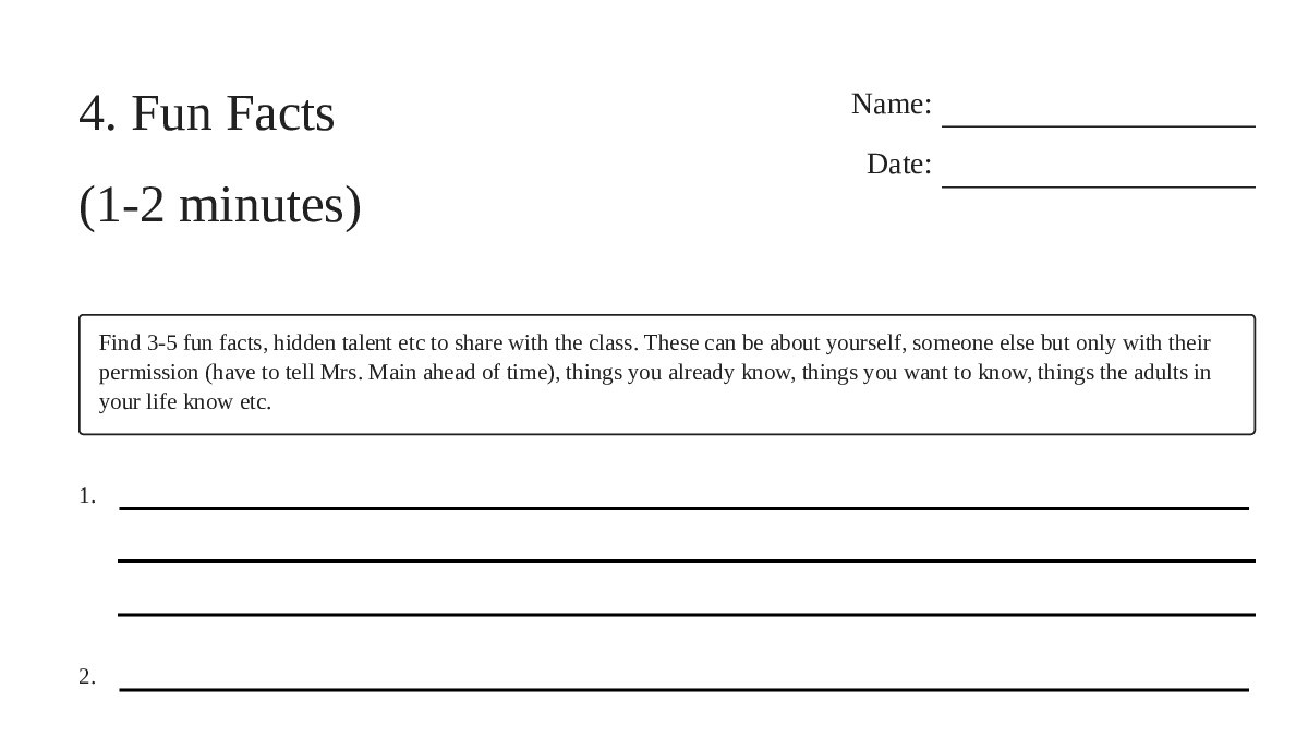 4. Fun Facts (1-2 minutes) - My Worksheet Maker: Create Your Own Worksheets