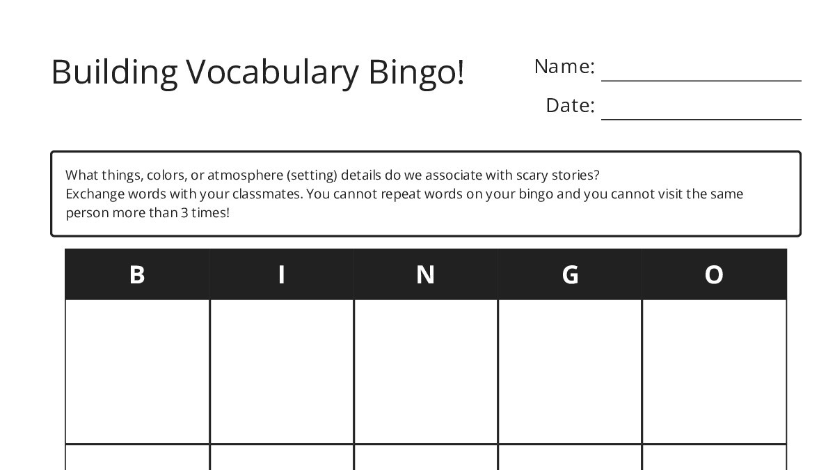 Building Vocabulary Bingo! - My Bingo Maker: Create Your Own Bingo Cards