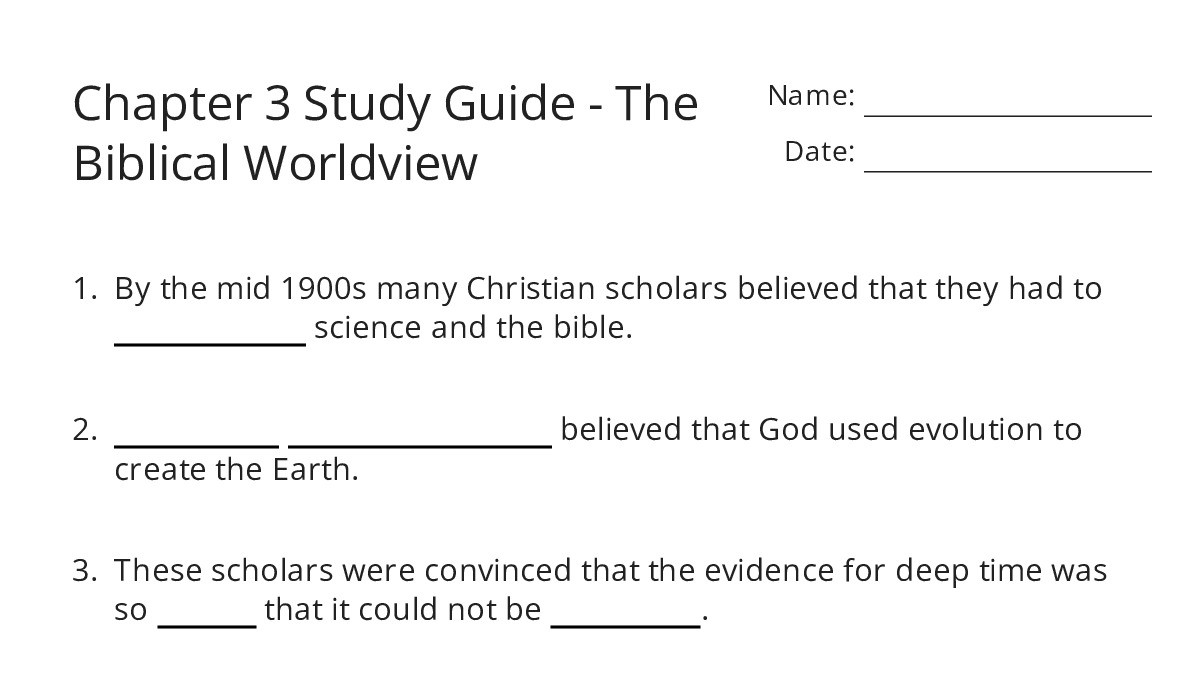 Chapter 3 Study Guide - The Biblical Worldview - My Worksheet Maker ...