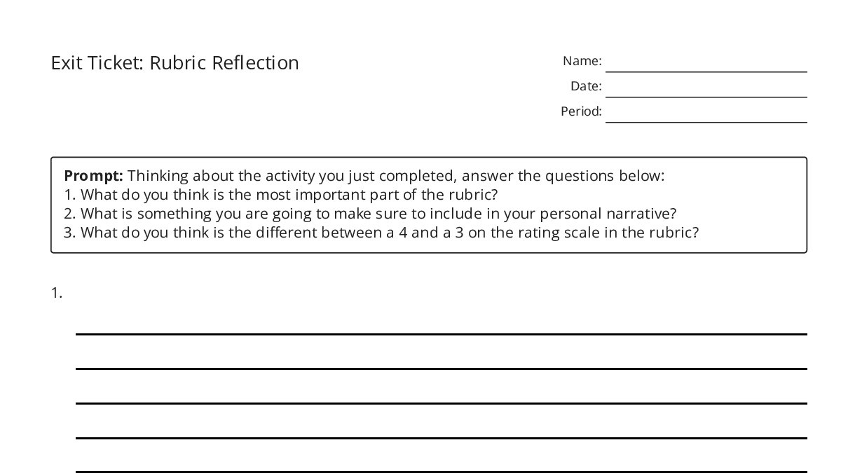 Exit Ticket: Rubric Reflection - My Worksheet Maker: Create Your Own ...