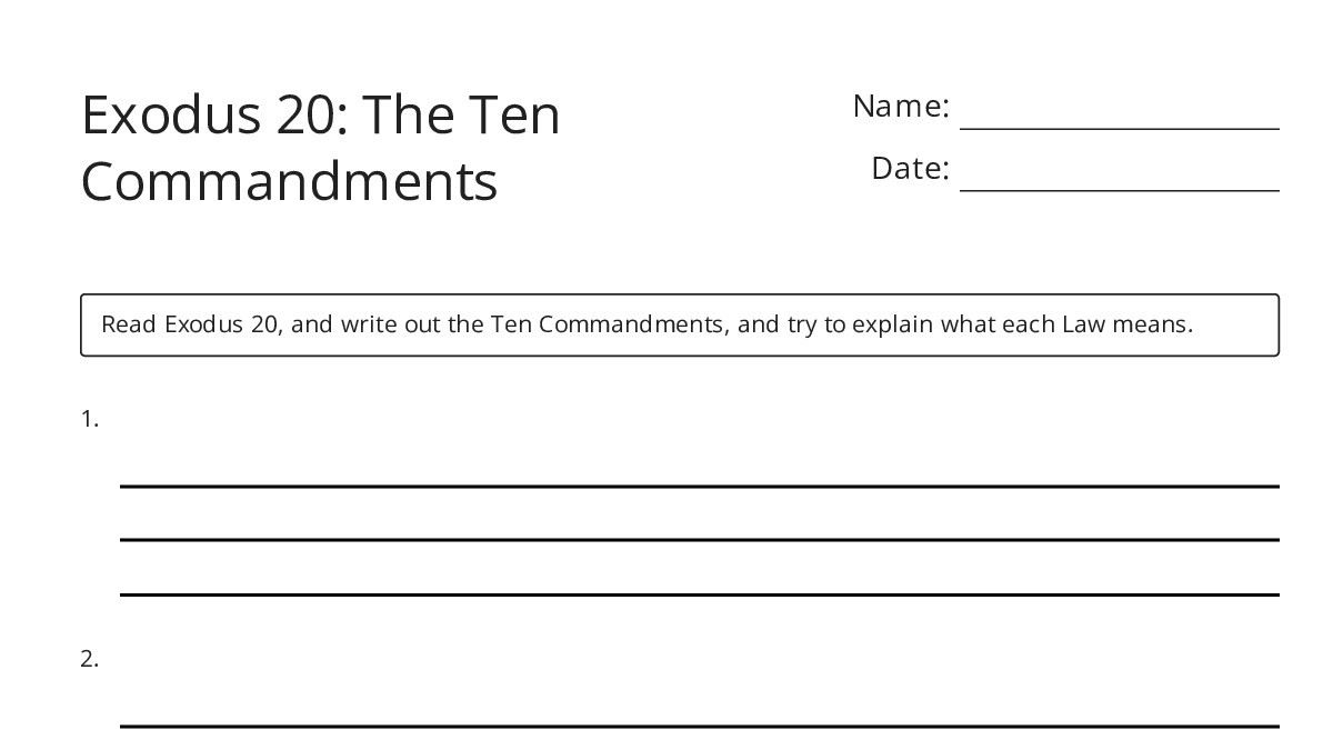 Exodus 20: The Ten Commandments - My Worksheet Maker: Create Your Own ...