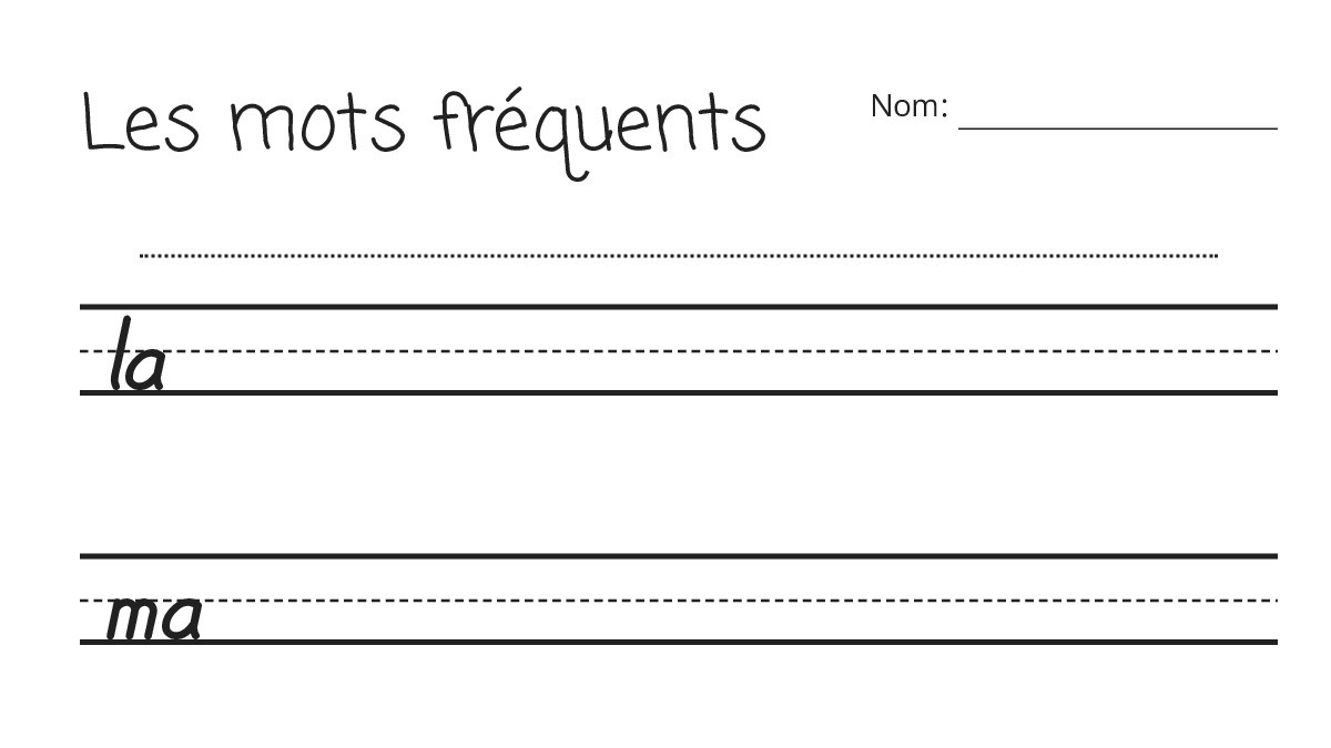 Les mots fréquents - My Worksheet Maker: Create Your Own Worksheets