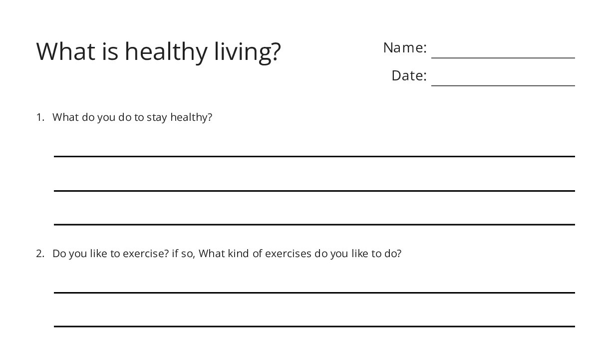 What is healthy living? - My Worksheet Maker: Create Your Own Worksheets
