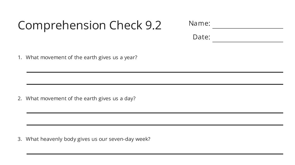 Comprehension Check 9.2 - My Worksheet Maker: Create Your Own Worksheets