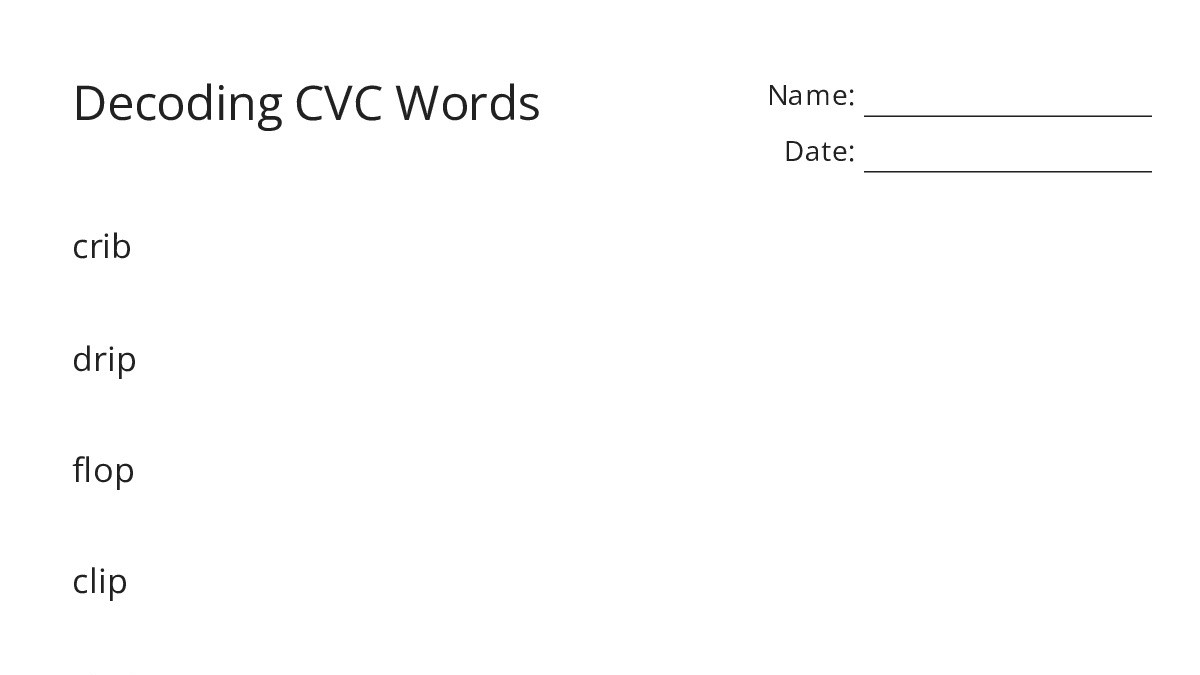 Decoding CVC Words - My Worksheet Maker: Create Your Own Worksheets