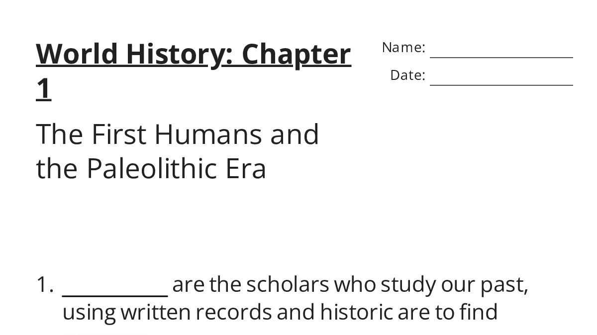 World History: Chapter 1 The First Humans and the Paleolithic Era - My ...