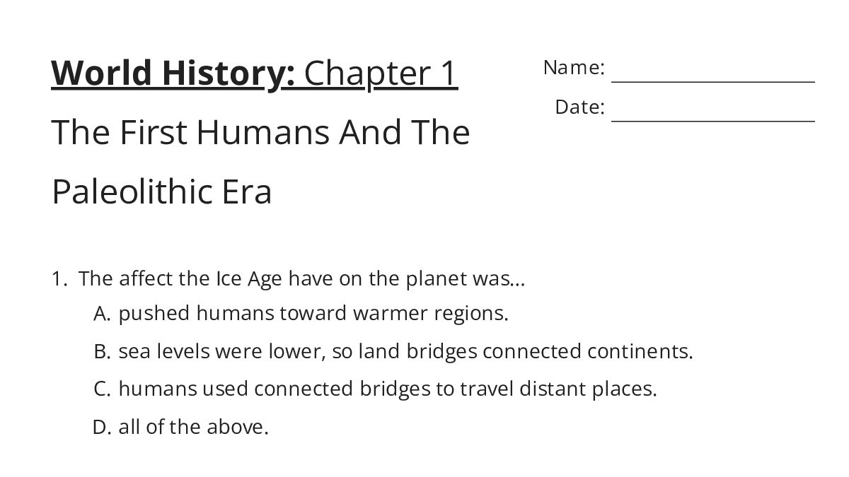 World History: Chapter 1 The First Humans And The Paleolithic Era - My ...