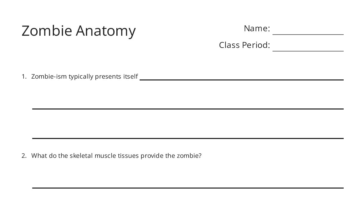 Zombie Anatomy - My Worksheet Maker: Create Your Own Worksheets