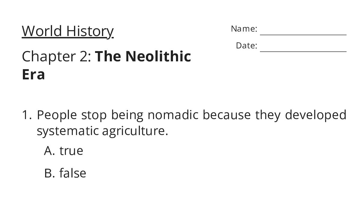 World History Chapter 2: The Neolithic Era - My Worksheet Maker: Create ...
