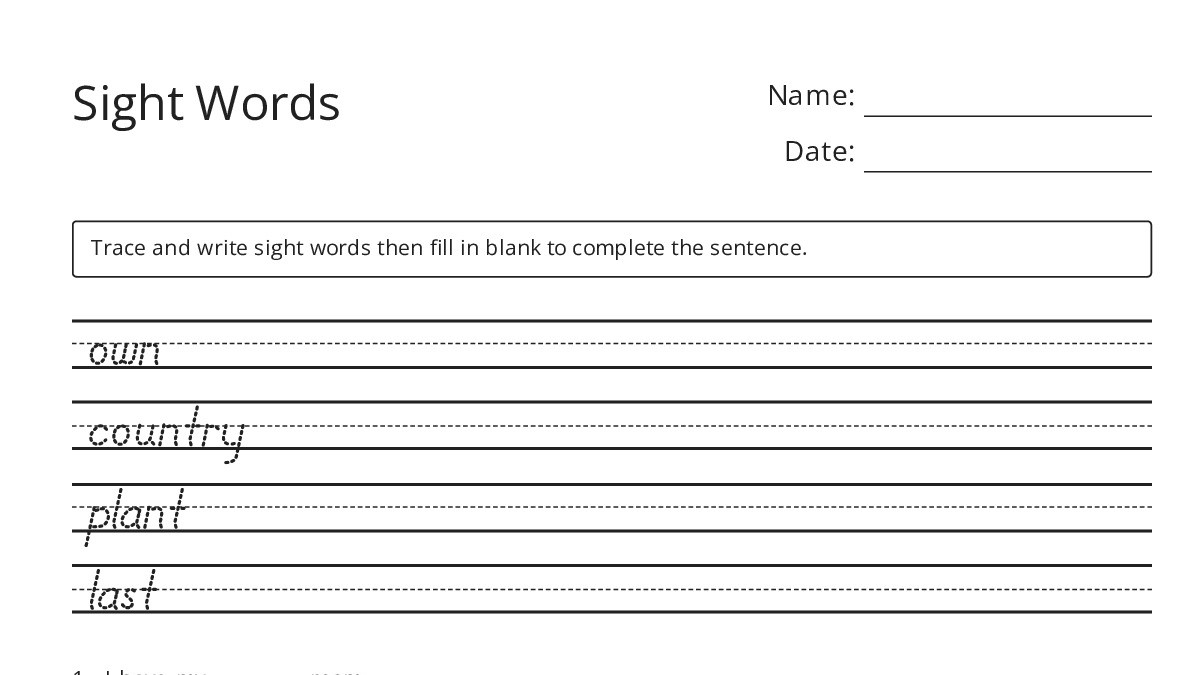 Sight Words - My Worksheet Maker: Create Your Own Worksheets