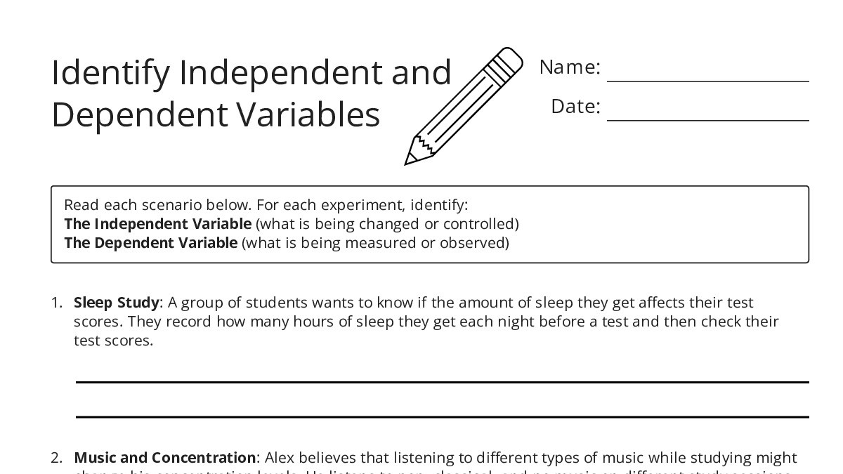 Identify Independent and Dependent Variables - My Worksheet Maker ...