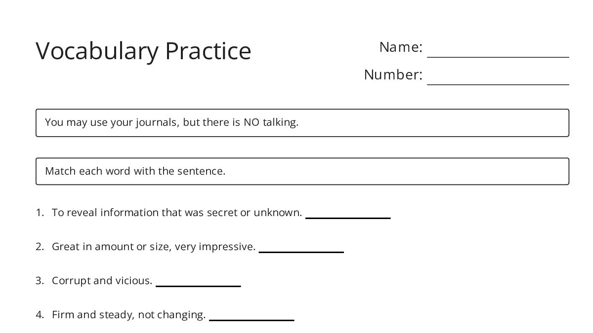 Vocabulary Practice - My Worksheet Maker: Create Your Own Worksheets