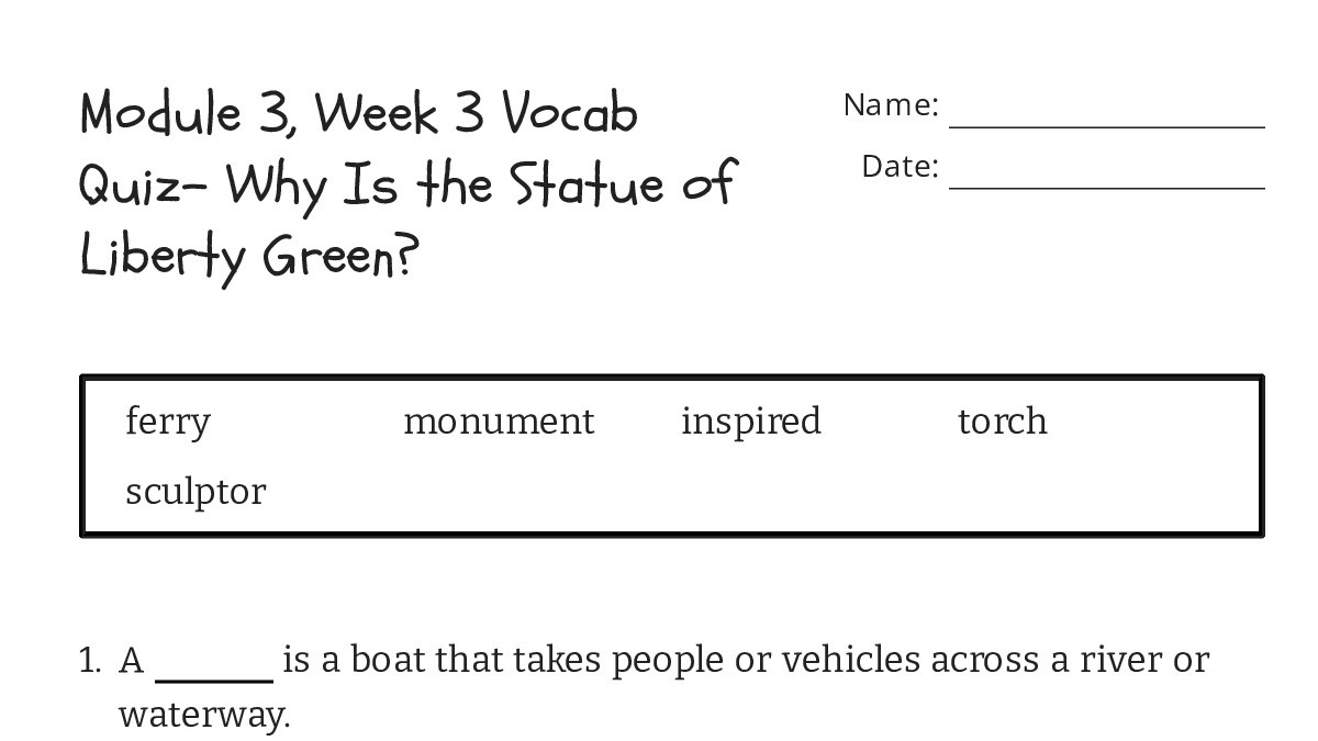 Module 3, Week 3 Vocab Quiz- Why Is the Statue of Liberty Green? - My ...