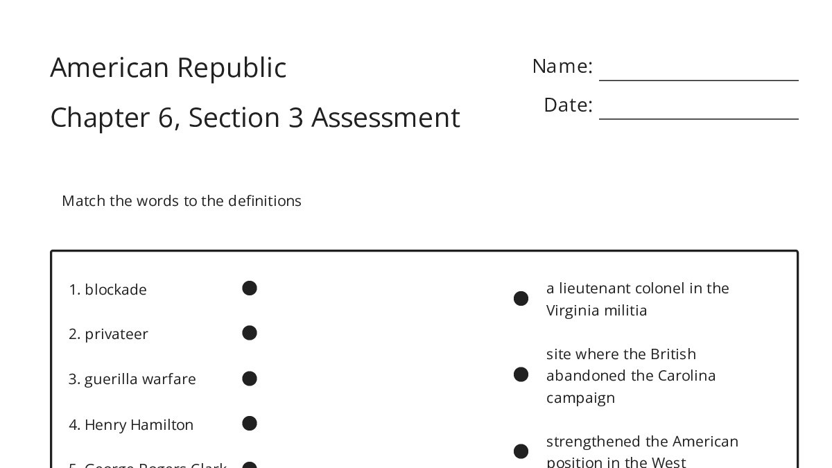American Republic Chapter 6, Section 3 Assessment - My Worksheet Maker ...