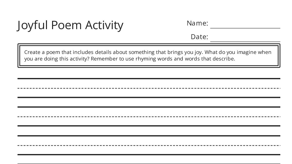 Joyful Poem Activity - My Worksheet Maker: Create Your Own Worksheets
