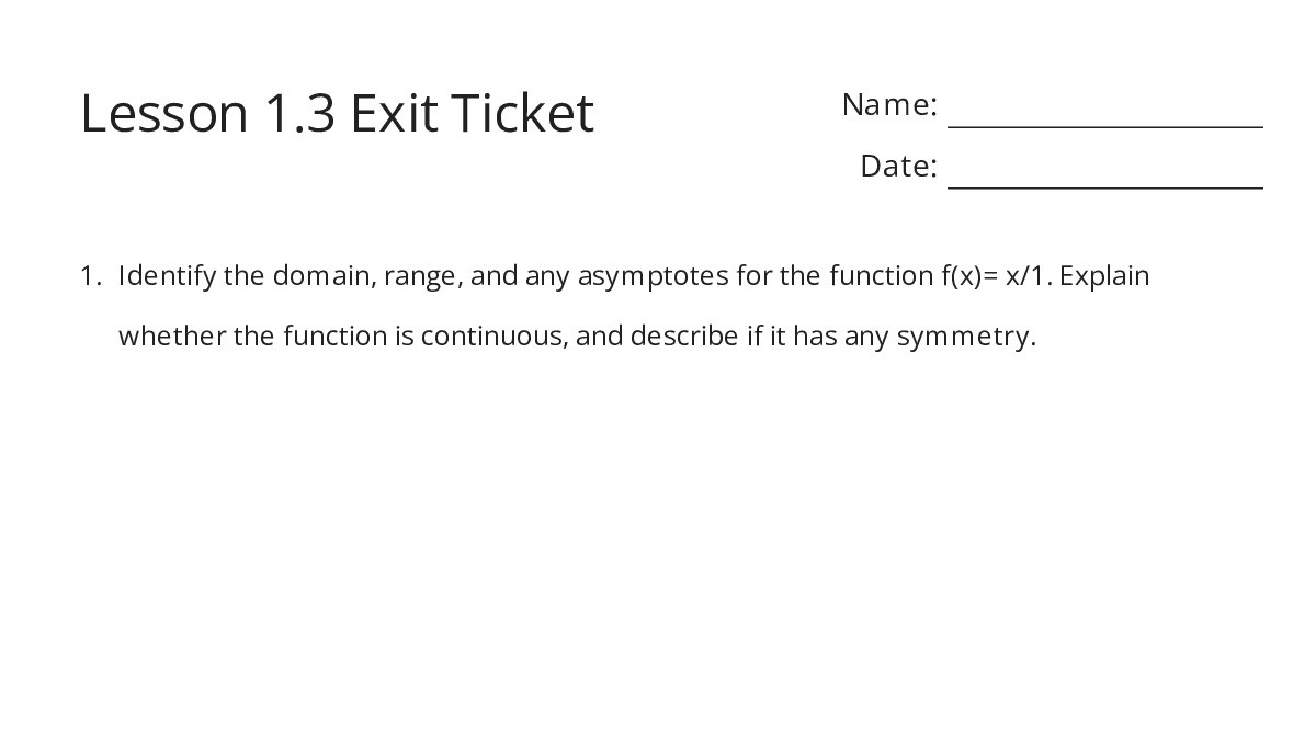 Lesson 1.3 Exit Ticket - My Worksheet Maker: Create Your Own Worksheets