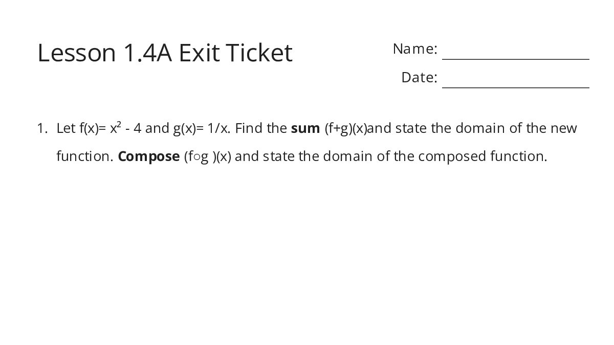 Lesson 1.4A Exit Ticket - My Worksheet Maker: Create Your Own Worksheets
