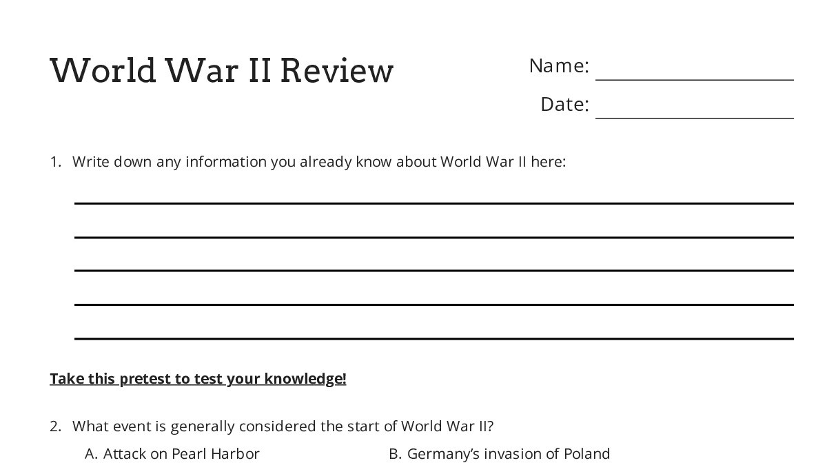 World War II Review - My Worksheet Maker: Create Your Own Worksheets