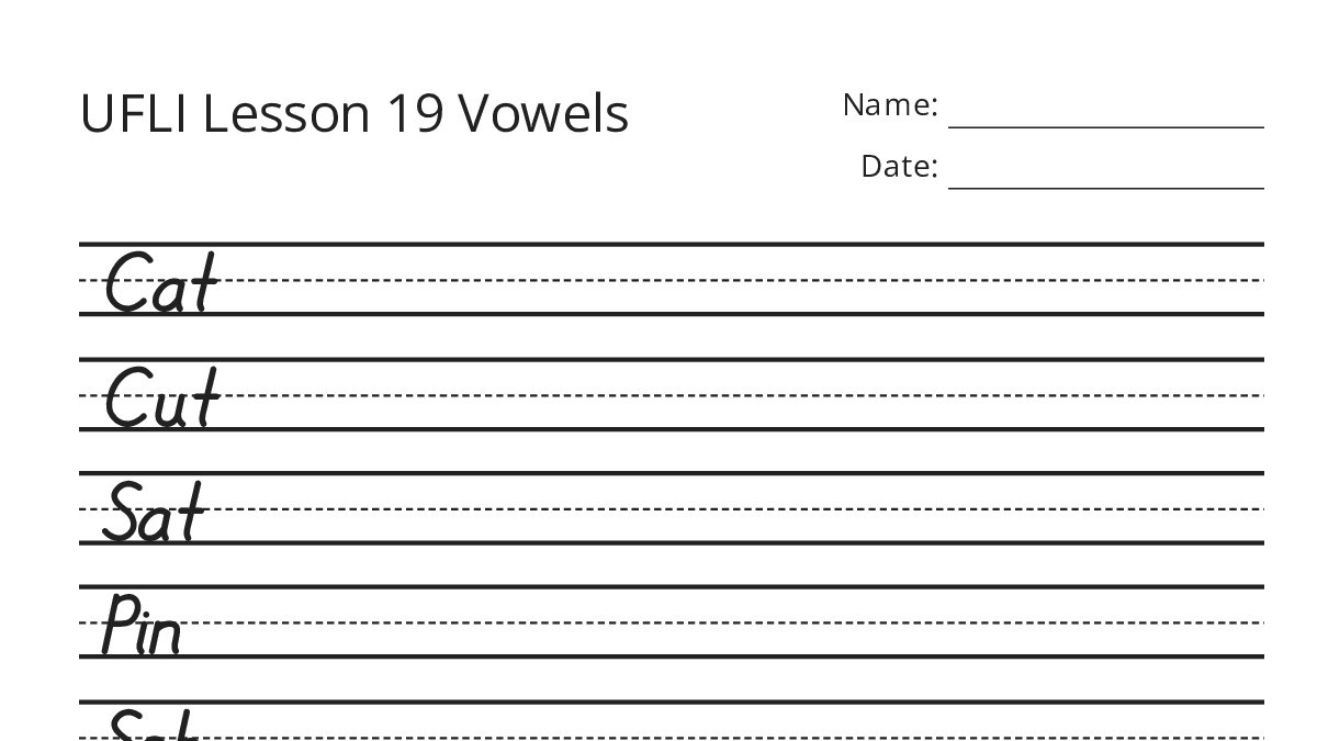 UFLI Lesson 19 Vowels - My Worksheet Maker: Create Your Own Worksheets