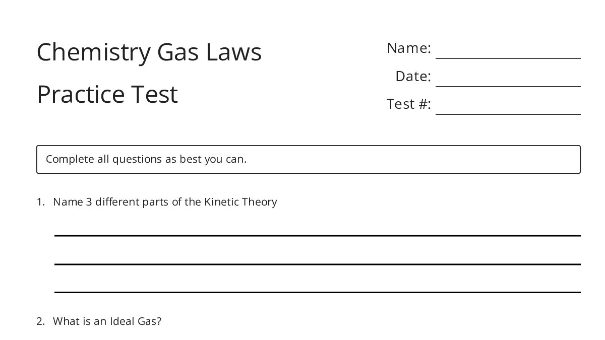 Chemistry Gas Laws Practice Test - My Worksheet Maker: Create Your Own ...