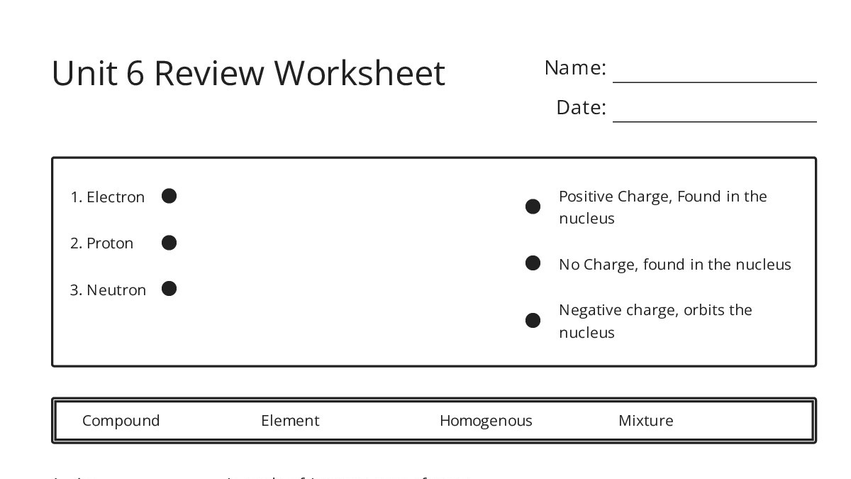 Unit 6 Review Worksheet - My Worksheet Maker: Create Your Own Worksheets