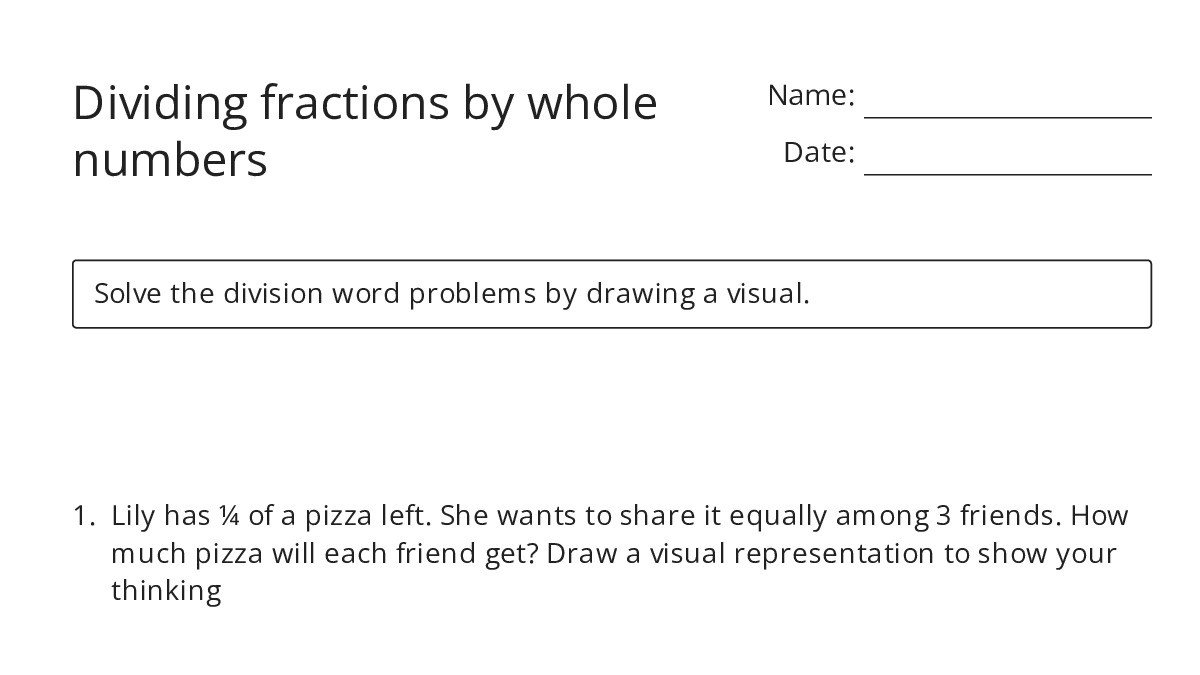 Dividing fractions by whole numbers - My Worksheet Maker: Create Your ...