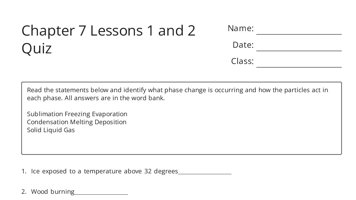 Chapter 7 Lessons 1 and 2 Quiz - My Worksheet Maker: Create Your Own ...