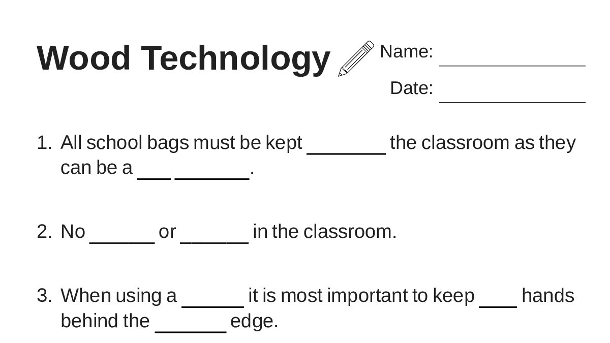 Wood Technology - My Worksheet Maker: Create Your Own Worksheets