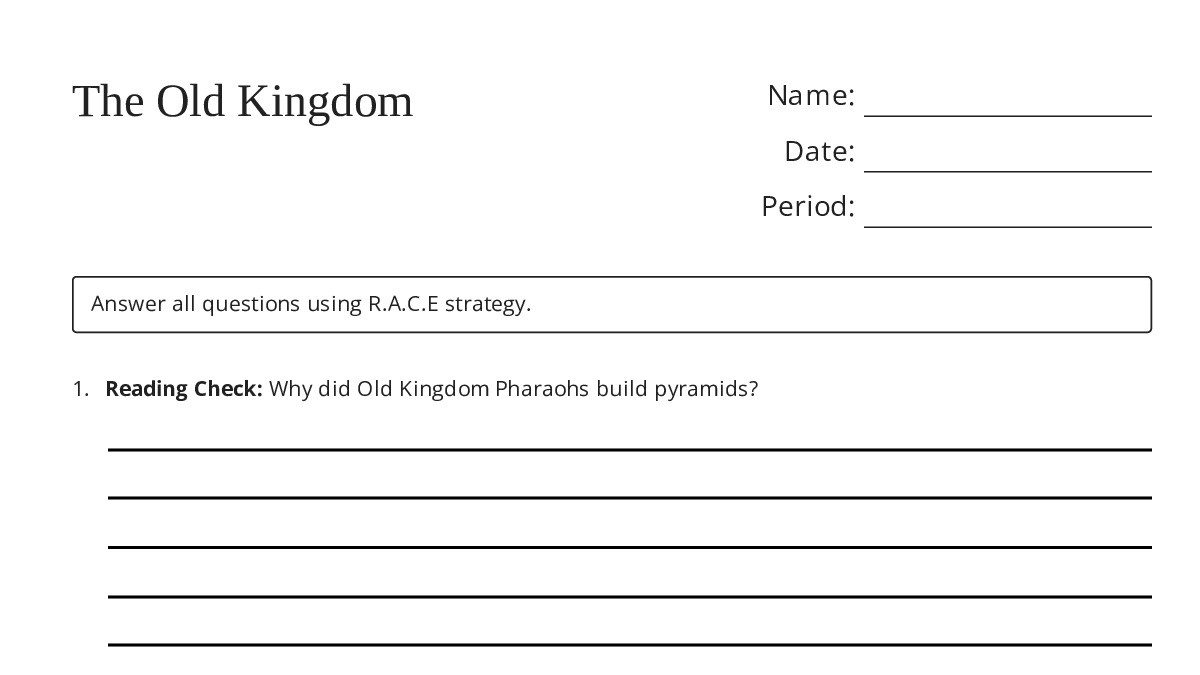 The Old Kingdom - My Worksheet Maker: Create Your Own Worksheets