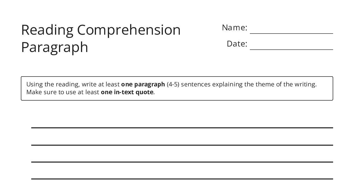 Reading Comprehension Paragraph - My Worksheet Maker: Create Your Own ...