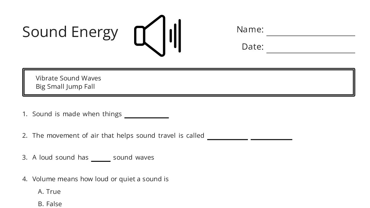 Sound Energy - My Worksheet Maker: Create Your Own Worksheets