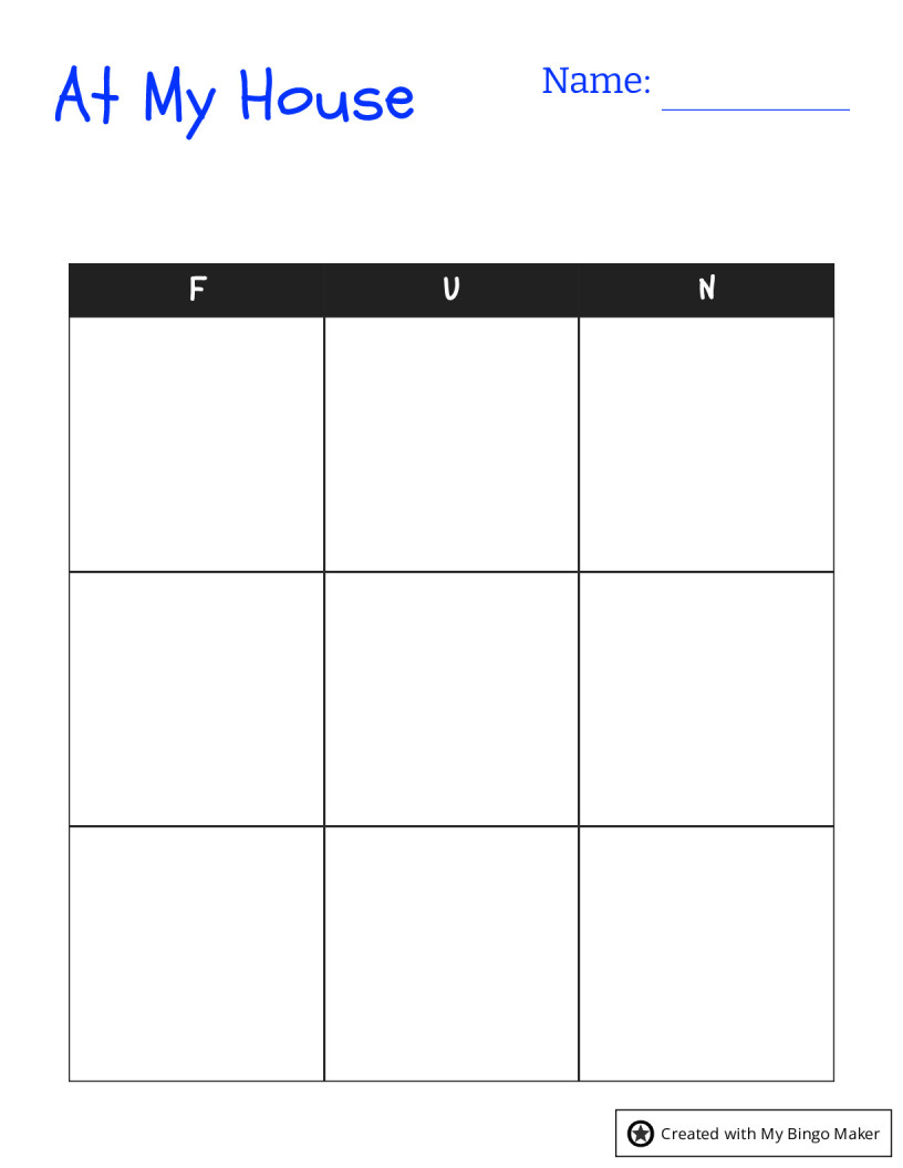At My House - My Bingo Maker: Create Your Own Bingo Cards