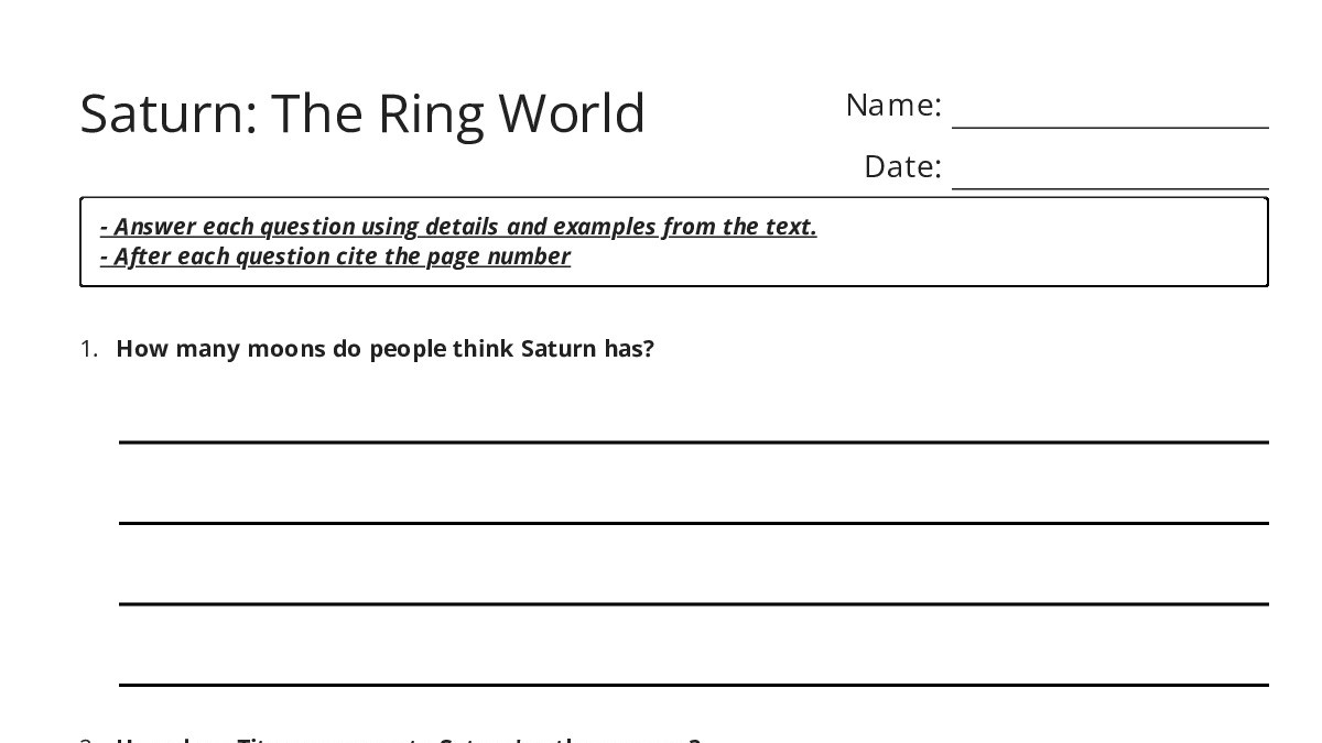 Saturn: The Ring World - My Worksheet Maker: Create Your Own Worksheets