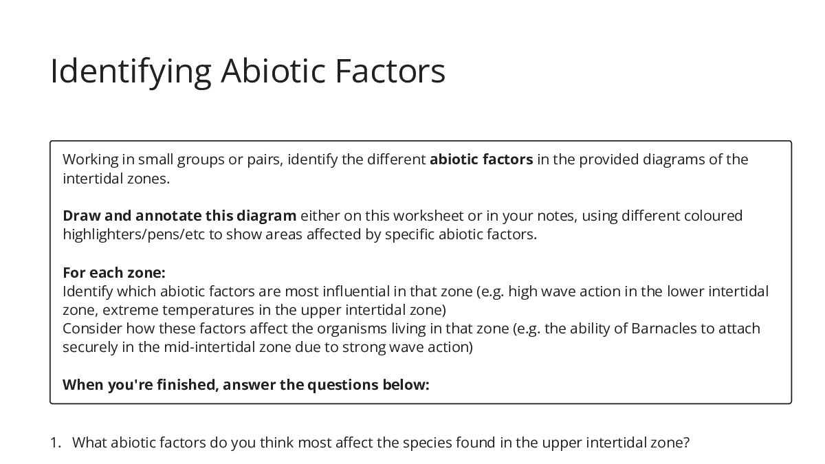 Identifying Abiotic Factors - My Worksheet Maker: Create Your Own ...