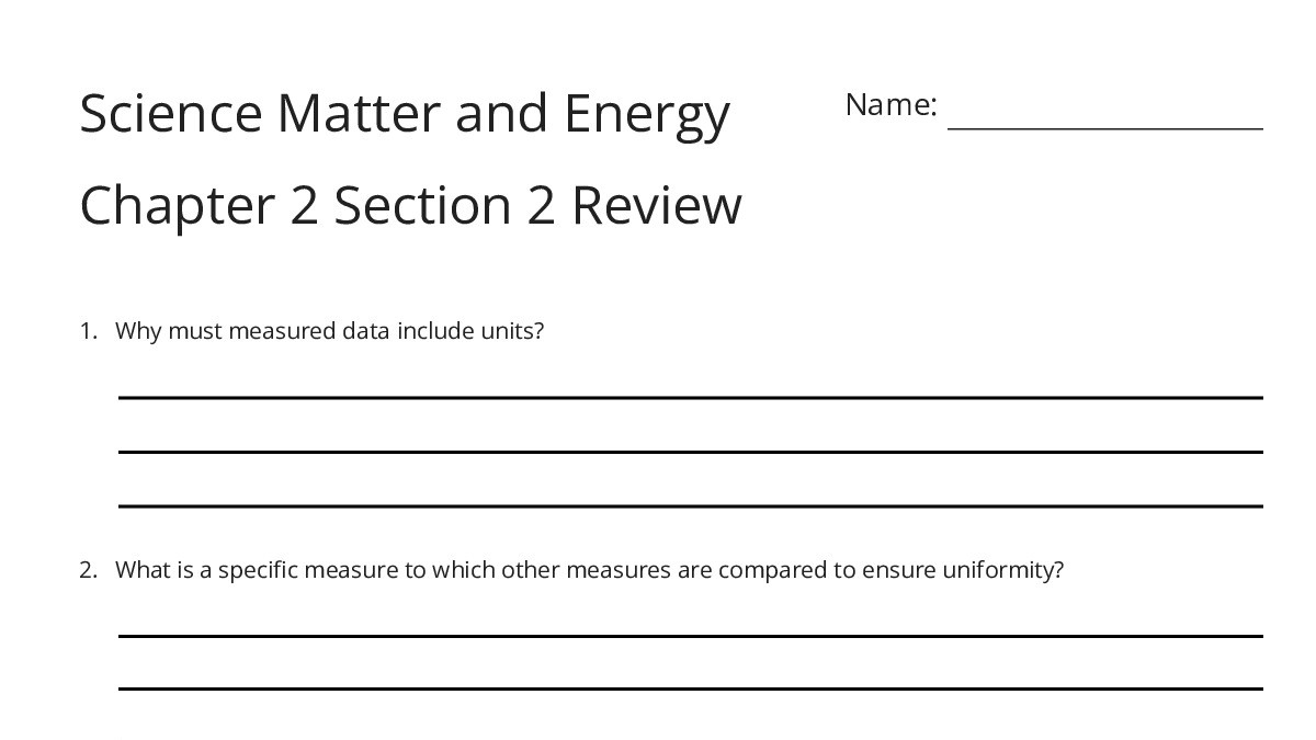 Science Matter and Energy Chapter 2 Section 2 Review - My Worksheet ...