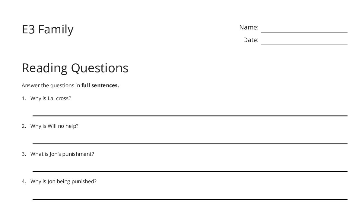 E3 Family - My Worksheet Maker: Create Your Own Worksheets