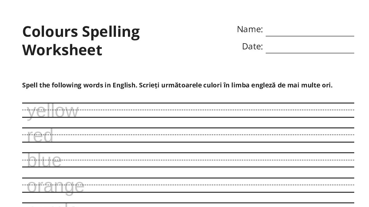 Colours Spelling Worksheet - My Worksheet Maker: Create Your Own Worksheets