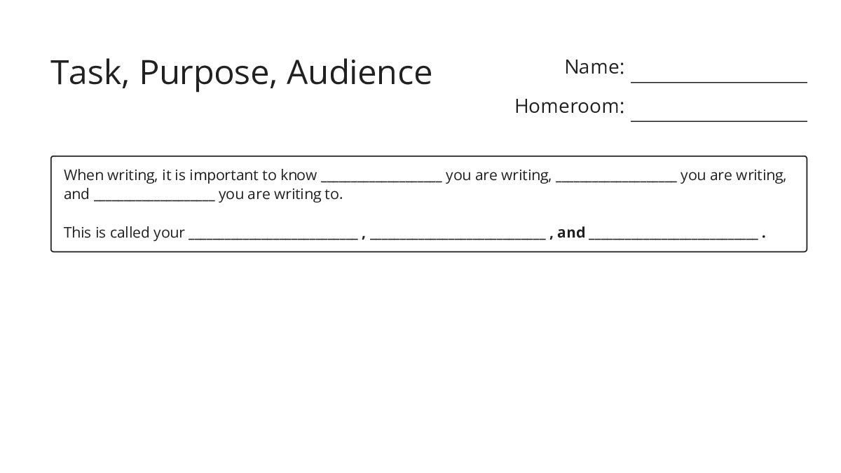 Task, Purpose, Audience - My Worksheet Maker: Create Your Own Worksheets