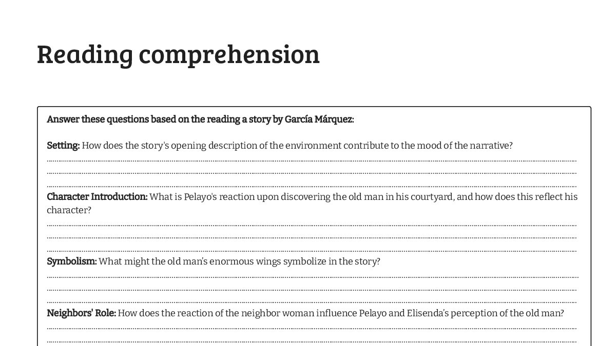 Reading comprehension - My Worksheet Maker: Create Your Own Worksheets