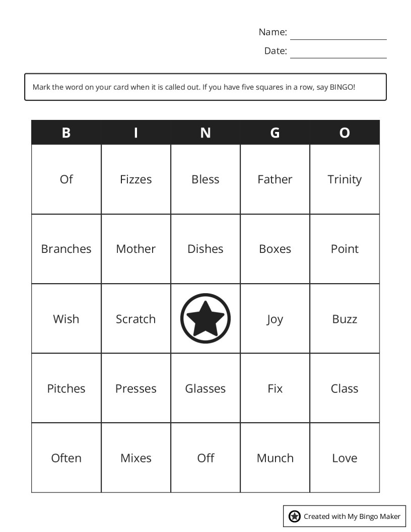 Worksheet - My Bingo Maker: Create Your Own Bingo Cards
