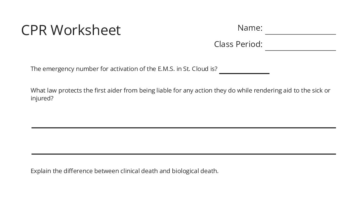 CPR Worksheet - My Worksheet Maker: Create Your Own Worksheets
