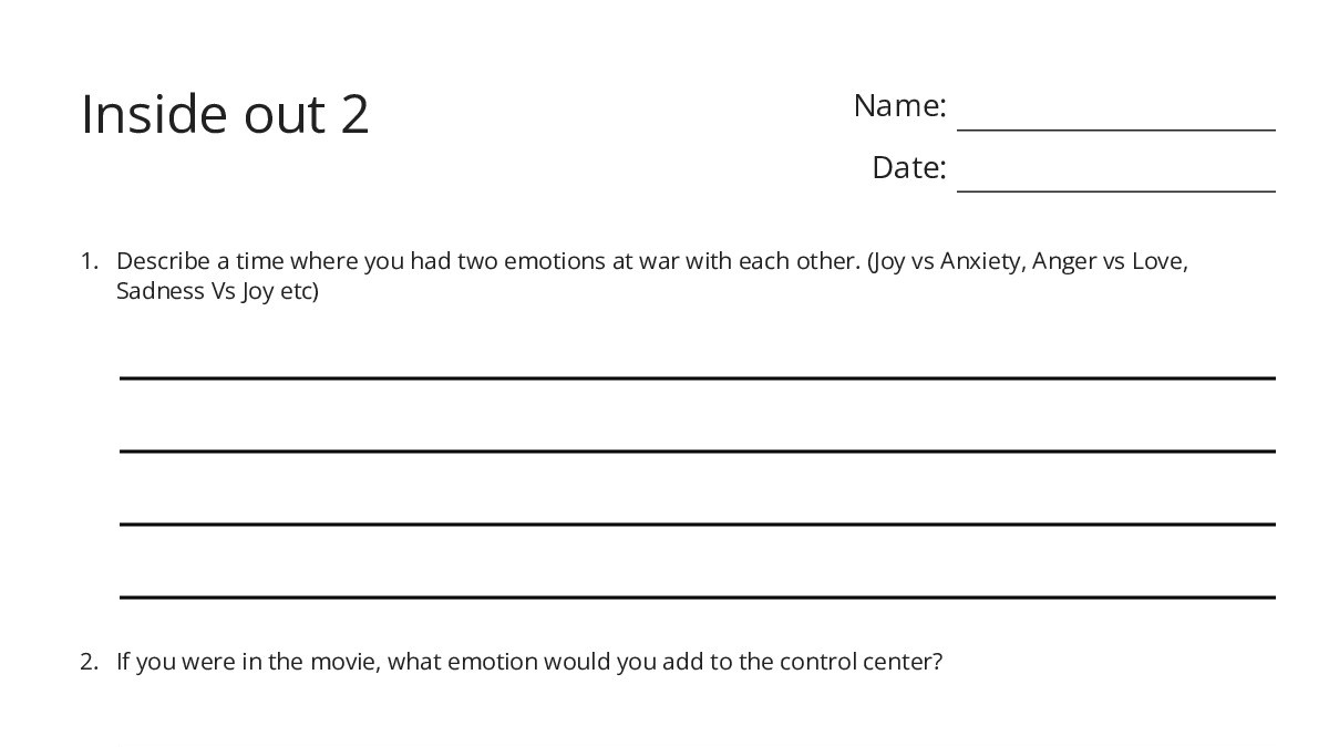 Inside out 2 - My Worksheet Maker: Create Your Own Worksheets