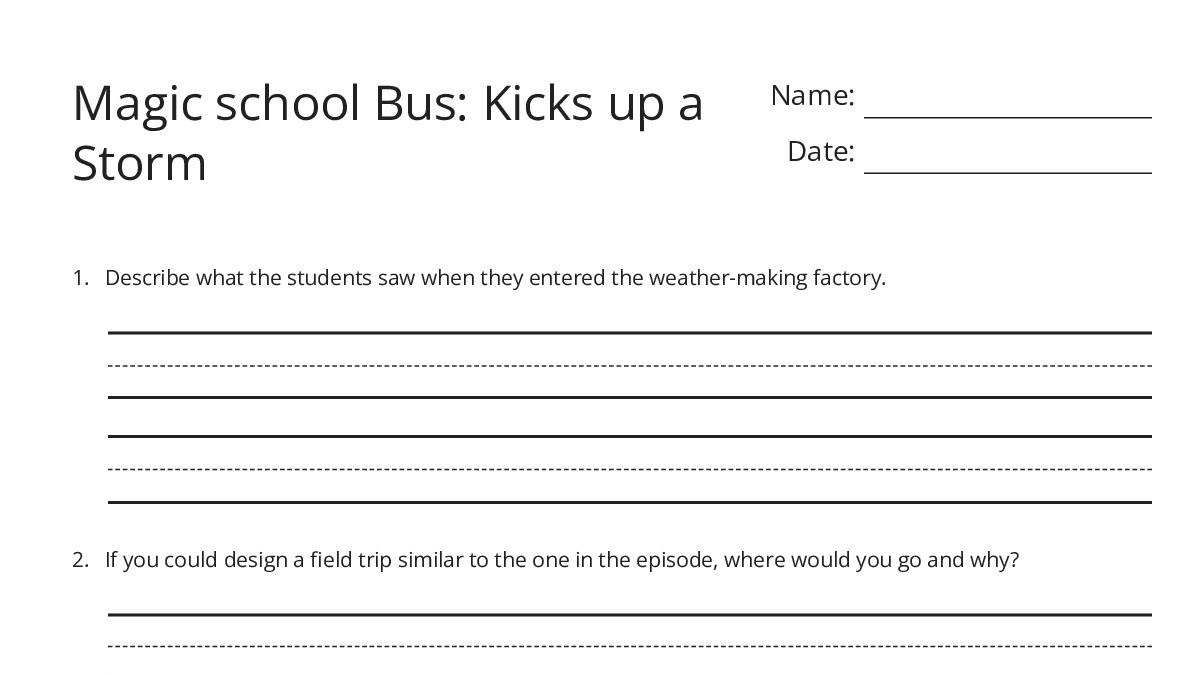 Magic school Bus: Kicks up a Storm - My Worksheet Maker: Create Your ...