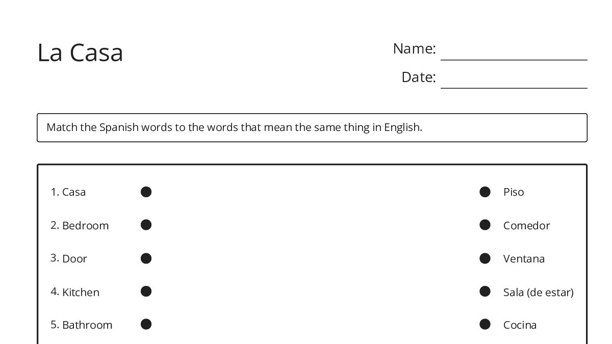 La Casa - My Worksheet Maker: Create Your Own Worksheets