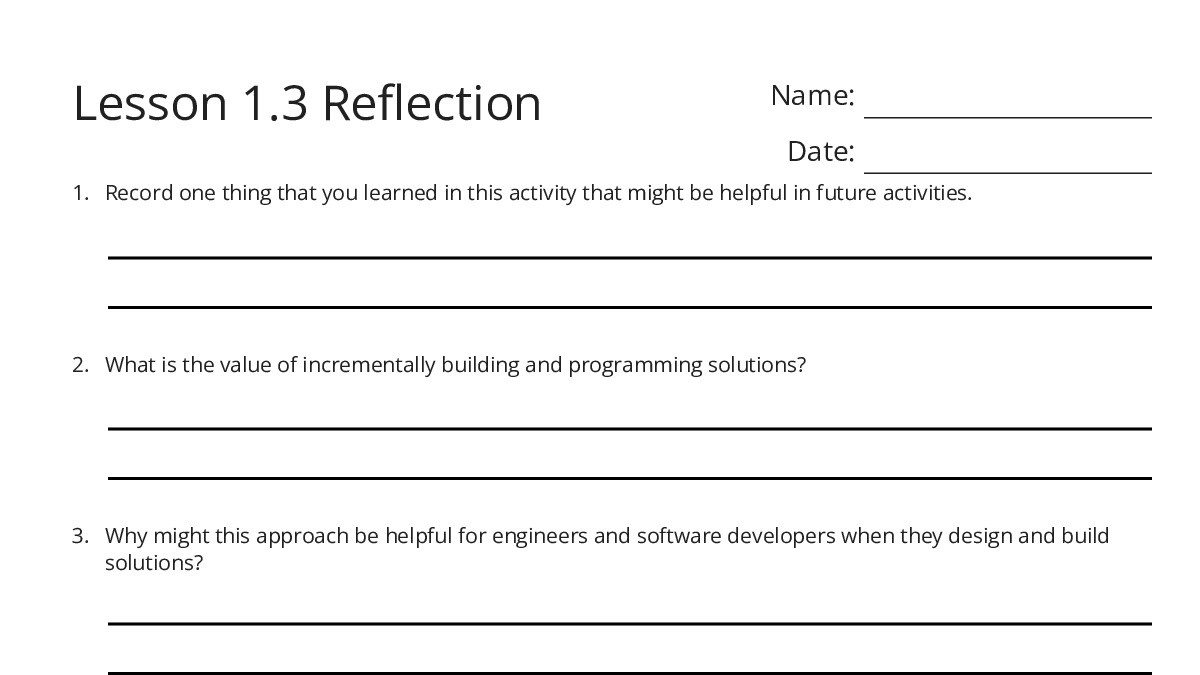 Lesson 1.3 Reflection - My Worksheet Maker: Create Your Own Worksheets